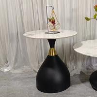 China Modern Sintered Stone Coffee Table 50cm Round Metal Accent End Table for Living Room Bedroom for sale