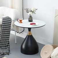 China Modern Sintered Stone Coffee Table 50cm Round Metal Accent End Table for Living Room Bedroom for sale