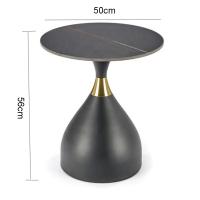 China Modern Sintered Stone Coffee Table 50cm Round Metal Accent End Table for Living Room Bedroom for sale