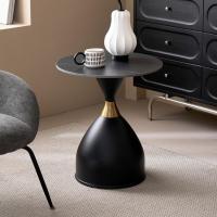 China Modern Sintered Stone Coffee Table 50cm Round Metal Accent End Table for Living Room Bedroom for sale