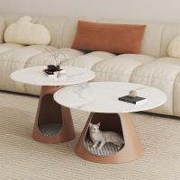 China Modern Corner Coffee Table with 12mm Rock Plate Top and Metal Base for Small Spaces for sale