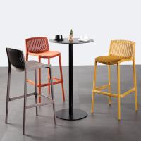 China Stackable PP Bar Stool Counter Height 75cm Lightweight Restaurant Chair for Outdoor Balcony Backyard for sale