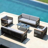 China Outdoor Aluminum Rattan Garden Sofa Set Waterproof Eco-Friendly 3-Seat for Villa Courtyard Lounge for sale