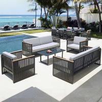 China Outdoor Aluminum Rattan Garden Sofa Set Waterproof Eco-Friendly 3-Seat for Villa Courtyard Lounge for sale