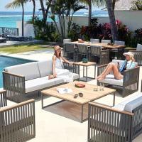 China Outdoor Aluminum Rattan Garden Sofa Set Waterproof Eco-Friendly 3-Seat for Villa Courtyard Lounge for sale