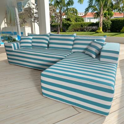China Custom Retro Striped Compressed Sofa Waterproof Leisure Lazy Sectional Module for Living Room Outdoor Balcony Warehouse for sale