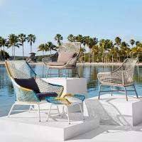 China Outdoor PE Rattan Patio Lounge Chair with Aluminum Frame and Foot Pedal Set for Garden Dining for sale