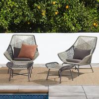 China Outdoor PE Rattan Patio Lounge Chair with Aluminum Frame and Foot Pedal Set for Garden Dining for sale