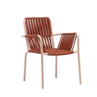 China Outdoor Dining Stacking Chair Aluminum Frame Rattan Woven Waterproof Eco-Friendly Patio for sale