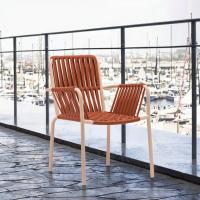 China Outdoor Dining Stacking Chair Aluminum Frame Rattan Woven Waterproof Eco-Friendly Patio for sale