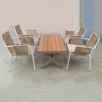 China Outdoor Dining Stacking Chair Aluminum Frame Rattan Woven Waterproof Eco-Friendly Patio for sale