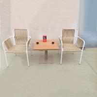 China Outdoor Dining Stacking Chair Aluminum Frame Rattan Woven Waterproof Eco-Friendly Patio for sale