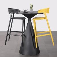 China Outdoor Minimalist Bar Table 112cm High Waterproof Sun-proof Small Round Patio Table for Balcony Coffee for sale