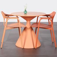 China Outdoor Patio Dining Table Iron Top PP Base Waterproof Sun Resistant for Balcony Cafe Shop 2 Seater for sale