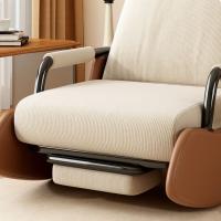 China Single Recliner Rocking Chair Corduroy Fabric Living Room Sofa with Solid Wood Base 1-Seat for sale