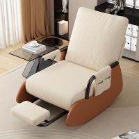 China Single Recliner Rocking Chair Corduroy Fabric Living Room Sofa with Solid Wood Base 1-Seat for sale