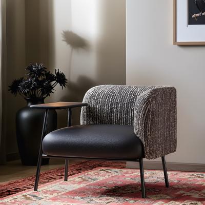 China Modern Minimalist Single Sofa Chair with Latex Cushion and Wooden Armrest for Living Room for sale