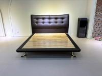 China Italian Modern Luxury Double Bed Solid Oak Wood Black Genuine Leather Frame Eco-Friendly Storage Bedroom Furniture for sale