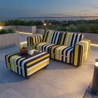 China Modern Outdoor Garden Sofa Set Steel Frame Weatherproof Fabric 3-Seater for Patio Villa Hotel for sale