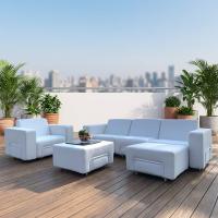 China Modern Outdoor Garden Sofa Set Steel Frame Weatherproof Fabric 3-Seater for Patio Villa Hotel for sale