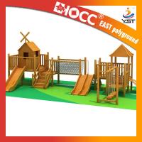 China Funny Outdoor Wooden Play Structures , Wooden Climbing Frame With Slide for sale