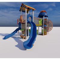 China Garden Toys Plastic Kids Playground Slide With Galvanized Post for sale