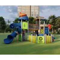 China Garden Toys Plastic Kids Playground Slide With Galvanized Post for sale