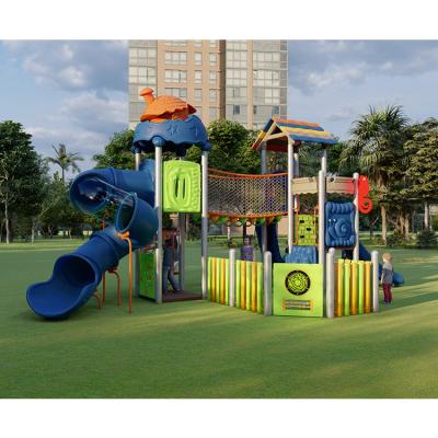 China Garden Toys Plastic Kids Playground Slide With Galvanized Post for sale