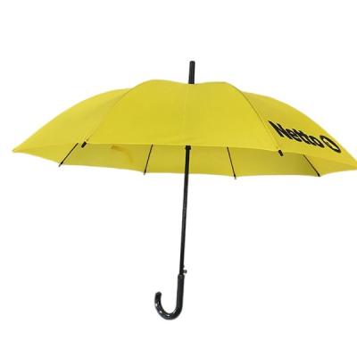 China Yellow Fiberglass Frame Umbrella Automatic 50 Inches With Printing for sale