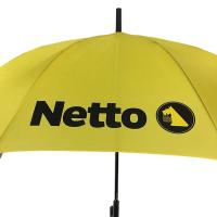 China Yellow Fiberglass Frame Umbrella Automatic 50 Inches With Printing for sale
