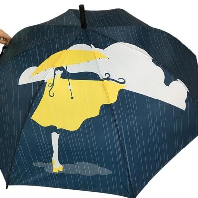 China 110cm Auto Open Fiberglass Umbrella with Digital Printing 8 Panels Pongee Fabric for sale