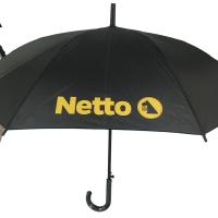 China Full Color Printing Long Fiberglass Umbrella Black for sale