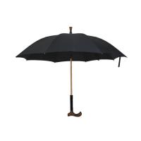 China Gold Frame Automatic Open Walking Stick Umbrella 100cm Waterproof Pongee Fabric for sale