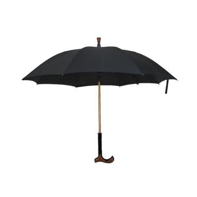 China Gold Frame Automatic Open Walking Stick Umbrella 100cm Waterproof Pongee Fabric for sale
