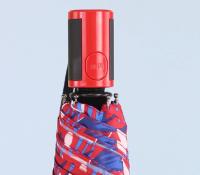 China Auto Open Close 3 Fold Umbrella Windproof 8mm Metal Shaft Fiberglass Ribs for sale