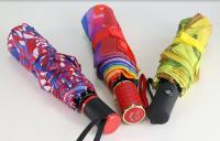 China Auto Open Close 3 Fold Umbrella Windproof 8mm Metal Shaft Fiberglass Ribs for sale