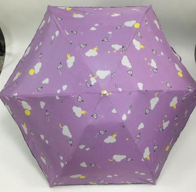 China Small 5 Fold Ladies Pocket Umbrella UPF 30+ Sunproof Pongee Fabric Manual Open for sale