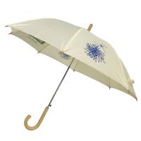 China Fiberglass Ribs Auto Open Stick Umbrella 23 Inch Metal Frame Wooden Handle for sale