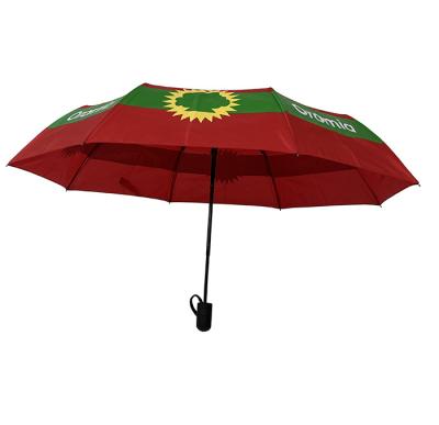 China Red Automatic Travel Umbrella 21 Inch 8 Ribs Pongee Fabric Folding Umbrella for Women Promotion for sale