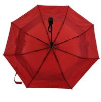 China Red Automatic Travel Umbrella 21 Inch 8 Ribs Pongee Fabric Folding Umbrella for Women Promotion for sale