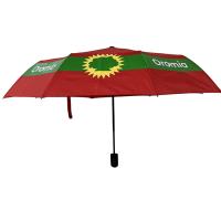 China Red Automatic Travel Umbrella 21 Inch 8 Ribs Pongee Fabric Folding Umbrella for Women Promotion for sale