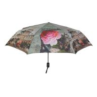 China 21 Inch Auto Open Close Metal Frame Fiberglass Ribs Foldable Umbrella Full Color Printing for sale
