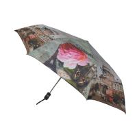 China 21 Inch Auto Open Close Metal Frame Fiberglass Ribs Foldable Umbrella Full Color Printing for sale