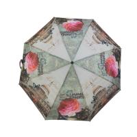 China 21 Inch Auto Open Close Metal Frame Fiberglass Ribs Foldable Umbrella Full Color Printing for sale