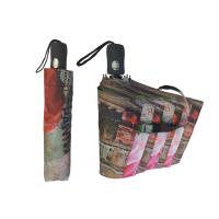 China 21 Inch Auto Open Close Metal Frame Fiberglass Ribs Foldable Umbrella Full Color Printing for sale