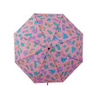 China Manual Open 3 Folding Umbrella Waterproof Pink Color for sale