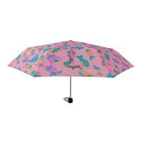 China Manual Open 3 Folding Umbrella Waterproof Pink Color for sale