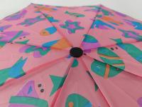 China Manual Open 3 Folding Umbrella Waterproof Pink Color for sale