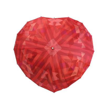China Custom Heart Shape Fiberglass Wedding Umbrella Double Layer 32 Inch Auto Open for Bride for sale