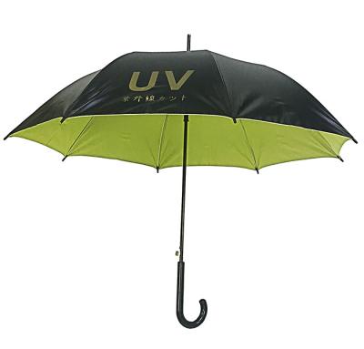 China Black UV PROOF Pongee Auto Open Stick Umbrella Diameter 105cm for sale
